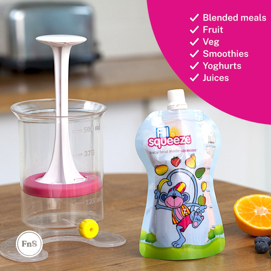 Fill n Squeeze - Baby Food Maker and Reusable Baby Food Pouches
